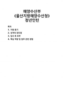 [자기소개서] 해양수산부(울산지방해양수산청) 청년인턴  자기소개서 우수 예문 BEST 자소서-1페이지