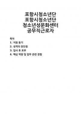 [자기소개서] 포항시청소년단 포항시청소년단 청소년성문화센터 공무직근로자 자기소개서 우수 예문 BEST 자소서-1페이지