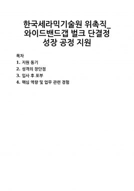 [자기소개서] 한국세라믹기술원 위촉직_와이드밴드갭 벌크 단결정 성장 공정 지원 자기소개서 우수 예문 BEST 자소서-1페이지