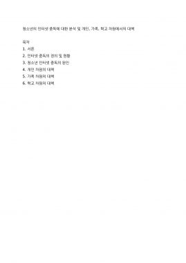 청소년의 인터넷 중독에 대한 분석 및 개인, 가족, 학교 차원에서의 대책-1페이지