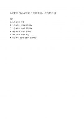 노인복지의 기능(노인복지의 사전예방적 기능, 사후치료적 기능)-1페이지