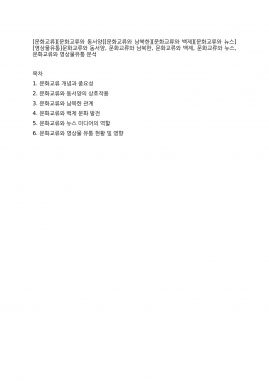 [문화교류][문화교류와 동서양][문화교류와 남북한][문화교류와 백제][문화교류와 뉴스][영상물유통]문화교류와 동서양, 문화교류와 남북한, 문화교류와 백제, 문화교류와 뉴스, 문화교류와 영상물유통 분석-1페이지