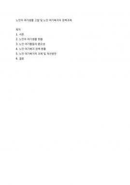 노인의 여가생활 고찰 및 노인 여가복지의 정책과제-1페이지