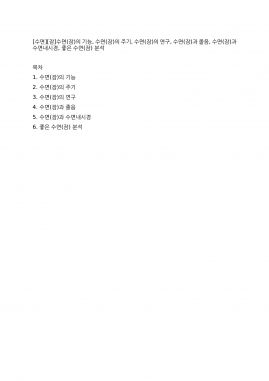 [수면][잠]수면(잠)의 기능, 수면(잠)의 주기, 수면(잠)의 연구, 수면(잠)과 졸음, 수면(잠)과 수면내시경, 좋은 수면(잠) 분석-1페이지