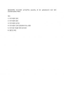 [환경경제학] 대기오염의 심각성(The severity of Air pollution)과 보존 방안(Conservation Plan)-1페이지