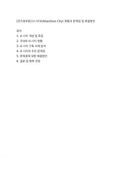 [전자정부론] U-시티(Ubiquitous City) 현황과 문제점 및 해결방안-1페이지