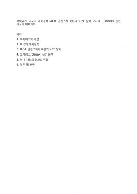 북핵위기 미국의 대북정책 IAEA 안전조치 북한의 NPT 탈퇴 오시라크(Osirak) 옵션 미국의 북미대화-1페이지