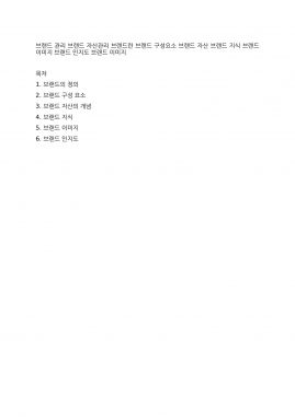 브랜드 관리 브랜드 자산관리 브랜드란 브랜드 구성요소 브랜드 자산 브랜드 지식 브랜드 이미지 브랜드 인지도 브랜드 이미지-1페이지