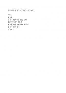 장애아 진단 및 평가 한국 웩슬러 아동 지능검사-1페이지