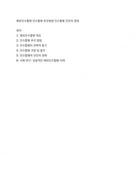 해외인수합병 인수합병 추진방법 인수합병 규모의 경제-1페이지