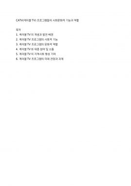 CATV(케이블TV) 프로그램들의 사회문화적 기능과 역할-1페이지