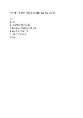 해외진출 사례 은행의 해외진출 국민은행의 BCC BCC 진출 사례-1페이지