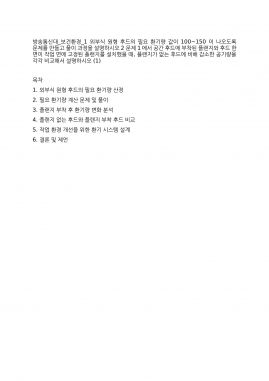 방송통신대_보건환경_1 외부식 원형 후드의 필요 환기량 값이 100~150 이 나오도록 문제를 만들고 풀이 과정을 설명하시오 2 문제 1에서 공간 후드에 부착된 플랜지와 후드 한 면이 작업 면에 고정된 플랜지를 설치했을 때, 플랜지가 없는 후드에 비해 감소한 공기량을 각각 비교해서 설명하시오-1페이지