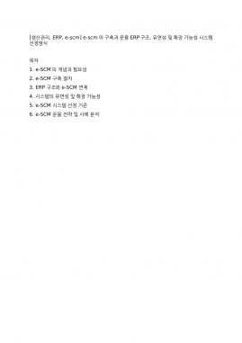 [생산관리, ERP, e-scm] e-scm의 구축과 운용 ERP구조, 유연성 및 확장 가능성 시스템 선정방식-1페이지