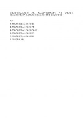 연소근로자(청소년근로자) 규정, 연소근로자(청소년근로자) 복지, 연소근로자(청소년근로자)근로시간, 연소근로자(청소년근로자)휴가, 연소근로자 직종-1페이지