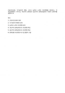 근본귀인요류, 자기본위적 편향, 그리고 능력과 노력의 귀인편향을 정의하고, 각 귀인편향에서 나타나는 개인주의 문화권과 집단주의 문화권(동양과 서양)의 문화차를 설명하시오-1페이지