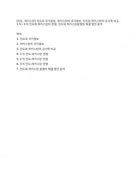 [인도, 파키스탄] 인도의 국가정보, 파키스탄의 국가정보, 인도와 파키스탄의 군사력 비교, 1차~3차 인도와 파키스탄의 전쟁, 인도와 파키스탄분쟁의 해결 방안 분석-1페이지