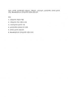 [심리, 심리학, 심리학이론] 산업심리, 구매심리, 스포츠심리, 심리언어학, 언어의 심리적 과정, Wundt(분트)의 언어심리학 이론에 관한 분석-1페이지