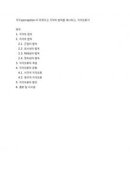 지각perception이 무엇이고 지각의 법칙을 제시하고, 지각오류가-1페이지