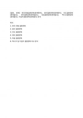[결혼, 혼례] 한국전통결혼문화(혼례풍속), 중국결혼문화(혼례풍속), 인도결혼문화(혼례풍속), 영국결혼문화(혼례풍속), 독일결혼문화(혼례풍속), 멕시코결혼문화(혼례풍속), 이집트결혼문화(혼례풍속) 분석-1페이지