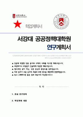 서강대학교 공공정책대학원 석사과정 학업계획서-1페이지