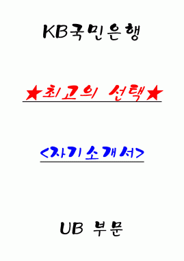 KB국민은행 UB 부문 자기소개서KB국민은행 UB 부문 자기소개서-1페이지