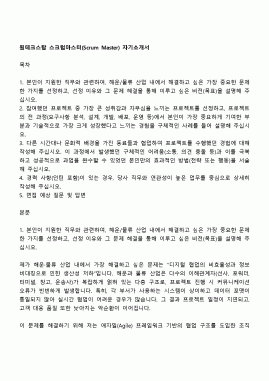 원테크스탑 스크럼마스터(Scrum Master) 자기소개서-1페이지