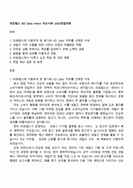 라포랩스 AD Sales Intern 자소서와 2025면접자료-1페이지
