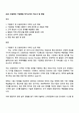 2025 드림라인 기업영업 자기소개서 자소서 및 면접-1페이지