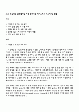2025 드림라인 글로벌사업 기획 경력사원 자기소개서 자소서 및 면접-1페이지