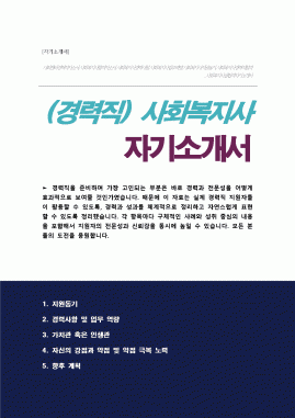 경력직 사회복지사 사회복지센터 자기소개서 경력사항 업무역량 가치관 등 강조-1페이지