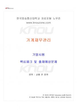 2025년 2학기 가계재무관리 기말시험 핵심체크-1페이지