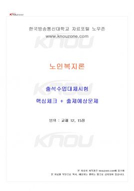 2025년 2학기 노인복지론 출석수업대체시험 핵심체크-1페이지
