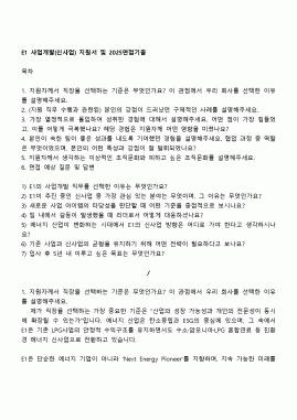 E1 사업개발(신사업) 지원서 및 2025면접기출-1페이지