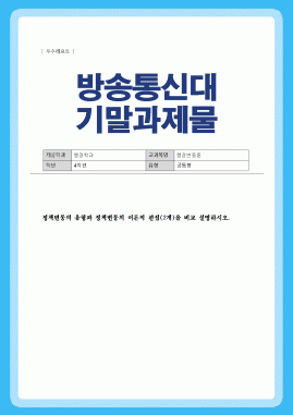 행정변동론 2학기 기말과제 정책변동의 유형과 정책변동의 이론적 관점을 비교 설명하시오-1페이지