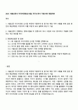 2025 서울신문사 미디어경영(신사업) 자기소개서 지원서와 면접자료-1페이지