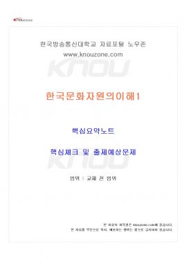 2025년 2학기 한국문화자원의이해1 교재전범위 핵심요약노트-1페이지