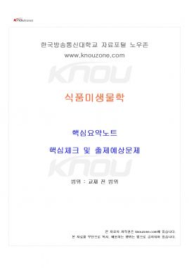 2025년 2학기 식품미생물학 교재 전 범위 핵심요약노트-1페이지