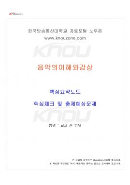 2025년 2학기 음악의이해와감상 교재 전 범위 핵심요약노트-1페이지