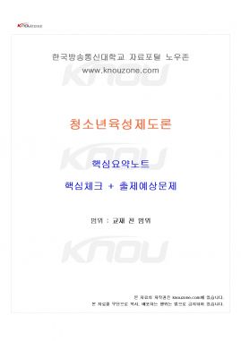 2025년 2학기 청소년육성제도론 교재 전 범위 핵심요약노트-1페이지