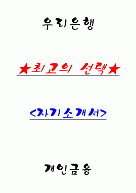 우리은행 개인금융 자기소개서-1페이지