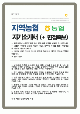 지역농협 자기소개서 (농협 면접족보, 면접 기출질문& 답변 추가 수록)-1페이지