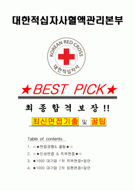 대한적십자사혈액관리본부 면접기출+꿀팁+1000대기업 1차 직무면접 + 2차 임원면접 답안-1페이지