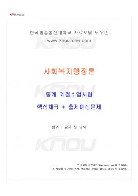 2025년 사회복지행정론 동계계절시험 핵심체크-1페이지