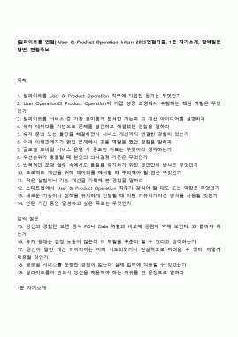 [딜라이트룸 면접] User & Product Operation Intern 2025면접기출, 1분 자기소개, 압박질문답변, 면접족보-1페이지