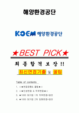 해양환경공단 면접기출+꿀팁+1000대기업 1차 직무면접 + 2차 임원면접 답안-1페이지