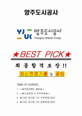 양주도시공사 면접기출+꿀팁+1000대기업 1차 직무면접 + 2차 임원면접 답안-1페이지