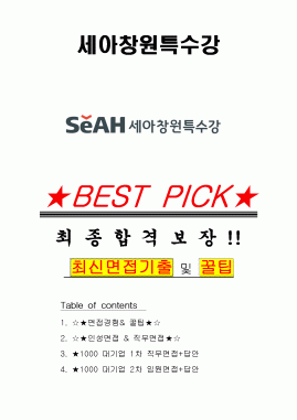 세아창원특수강 면접기출+꿀팁+1000대기업 1차 직무면접 + 2차 임원면접 답안-1페이지