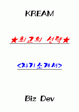 KREAM Biz Dev 자기소개서-1페이지