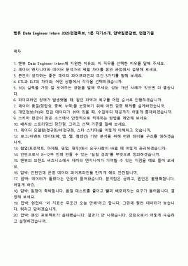 켄뷰 Data Engineer Intern 2025면접족보, 1분 자기소개, 압박질문답변, 면접기출-1페이지